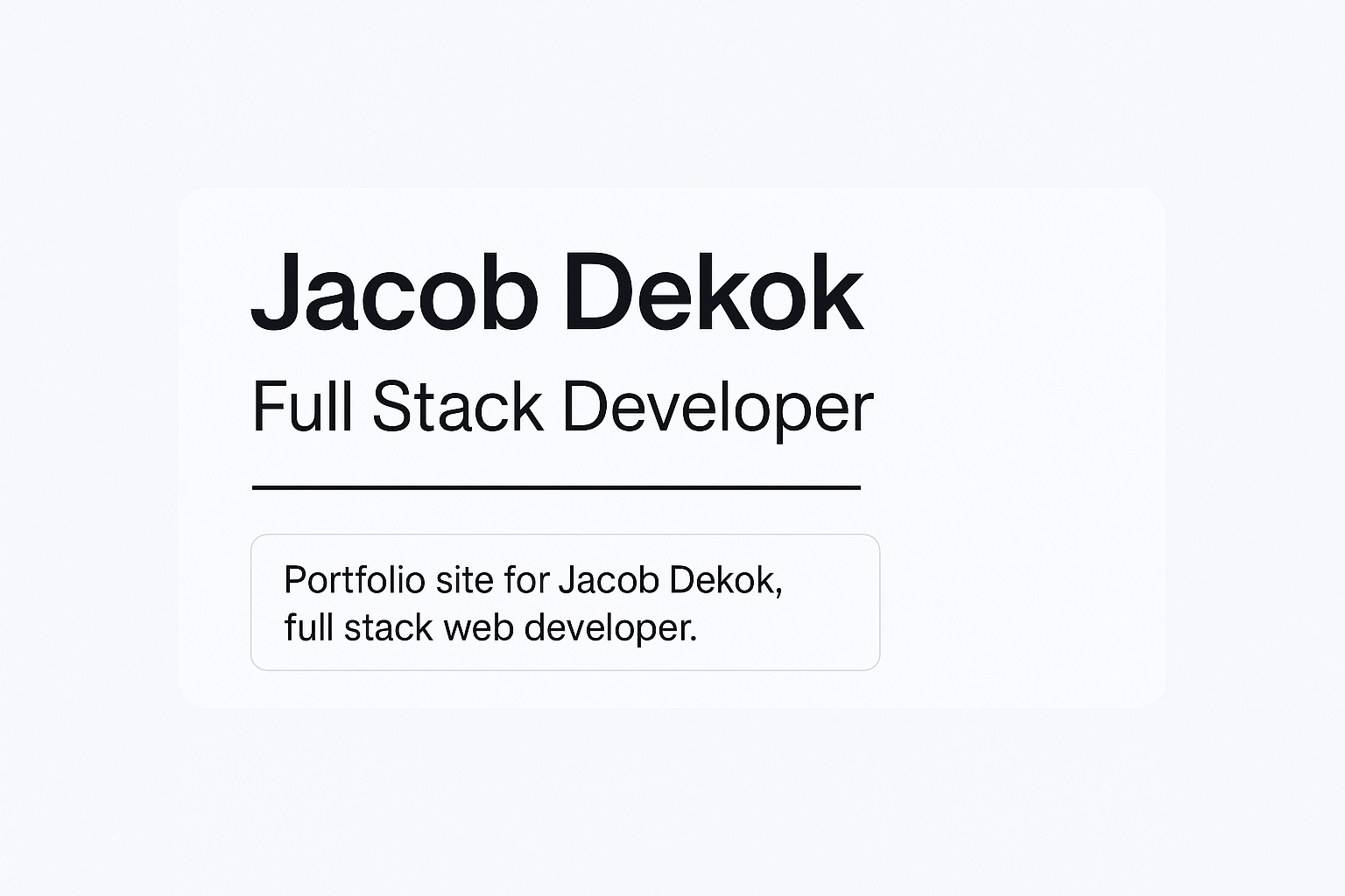 Jacob Dekok | Web Developer